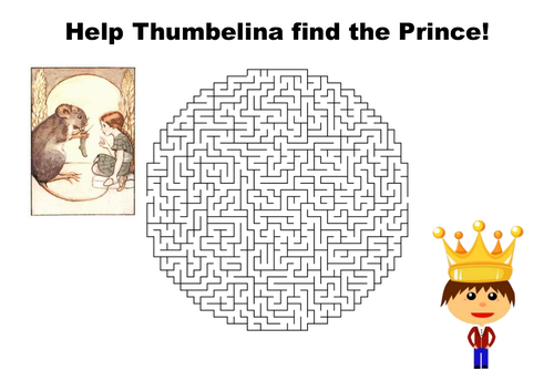 Help Thumbelina find the Prince maze puzzle | Teaching Resources