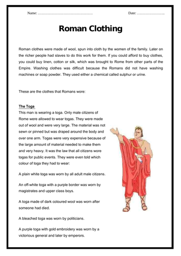 The Romans - Roman Clothing | Teaching Resources