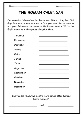 The Romans - Roman Calendar | Teaching Resources