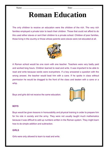 The Romans - Roman Education & Quiz | Teaching Resources