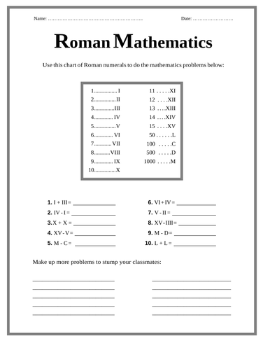 The Romans - Roman Numerals / Mathematics | Teaching Resources