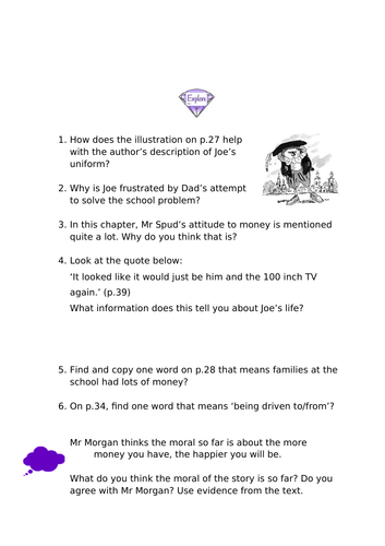 Middle Ability Billionaire Boy Reading Comprehension | Teaching Resources