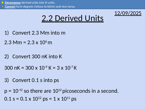 OCR AS level Physics: Derived Units | Teaching Resources