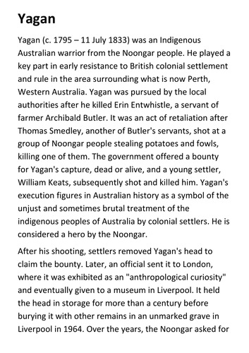 Yagan Handout | Teaching Resources