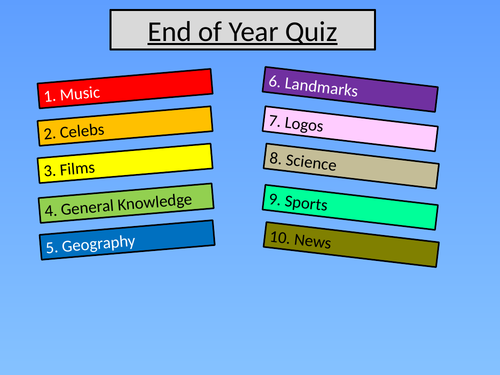 End of Year Quiz 2019 NEW | Teaching Resources End of Year Quiz 2019 NEW | Teaching Resources