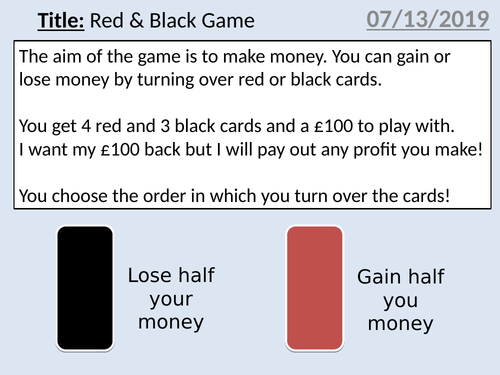 Red & Black Maths Game / Investigation (Percentage Multipliers ...