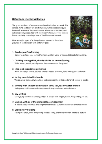 8 Outdoor Literacy Activities | Teaching Resources