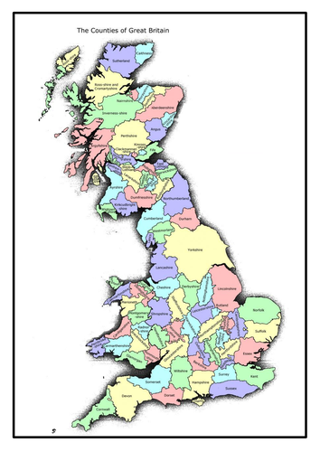 UK Counties - MAP by Lresources4teachers | Teaching Resources