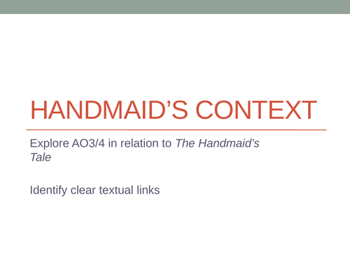 'The Handmaid's Tale' Historical and Literary Context | Teaching Resources