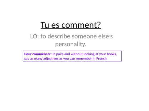 Dynamo 1 Module 1 Unit 4 - Tu es comment? - Lesson 2 | Teaching Resources