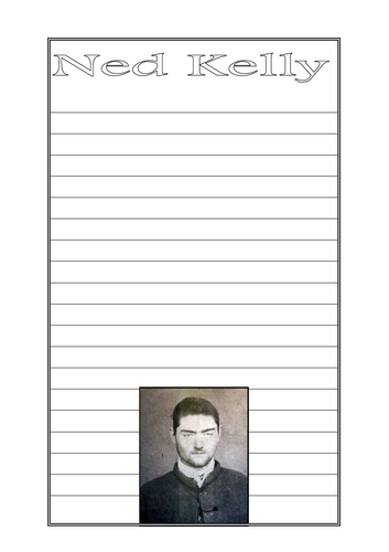 Ned Kelly Writing Paper | Teaching Resources