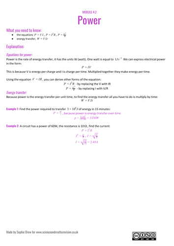 Electrical power A Level physics sheet | Teaching Resources Electrical power A Level physics sheet | Teaching Resources