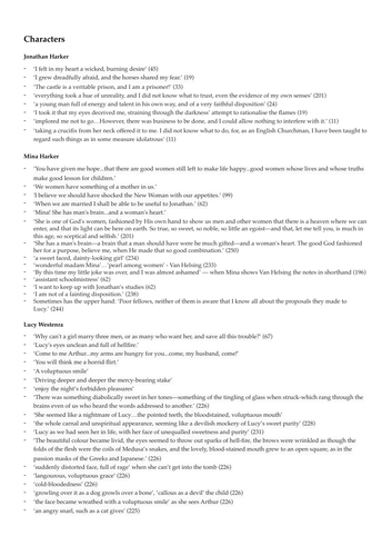 Dracula Characterization Quotes Dracula Character Analysis | PDF