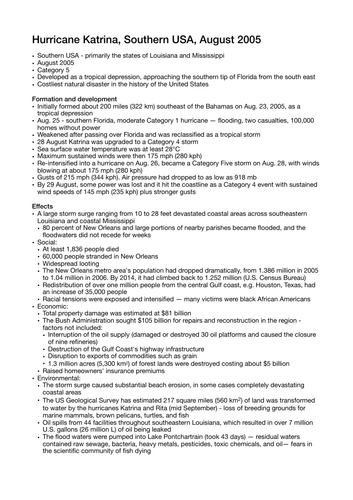 Hurricane Katrina case study | Teaching Resources