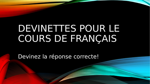 French Class Riddles | Teaching Resources