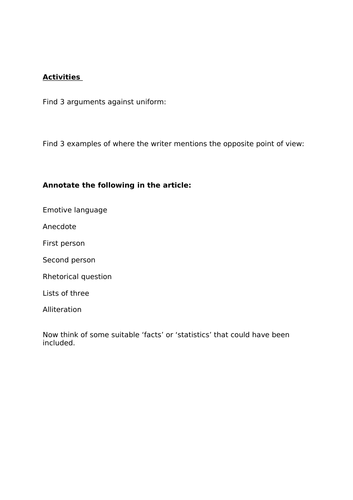 A lesson on persuasive writing for Key Stage 3 - reading and writing an ...