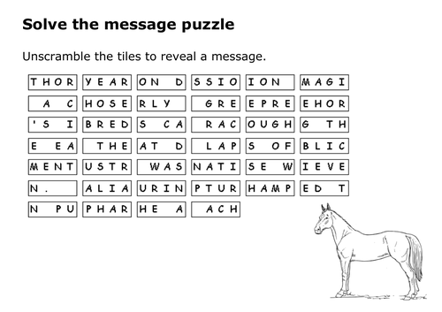Solve the message puzzle about Phar Lap | Teaching Resources