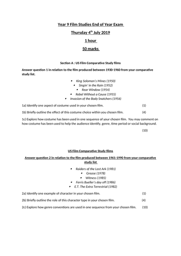 year 9 film studies, full course September - July | Teaching Resources