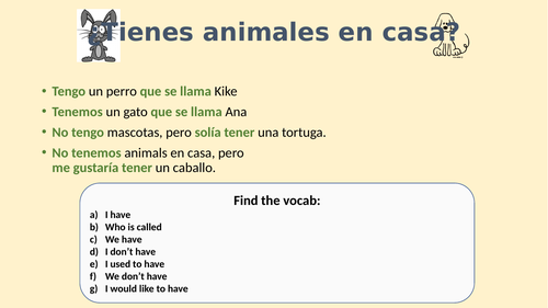 Las mascotas / pets beginners Spanish short activities | Teaching Resources