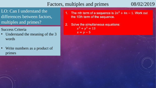 Prime decomposition EDEXCEL MATHS | Teaching Resources