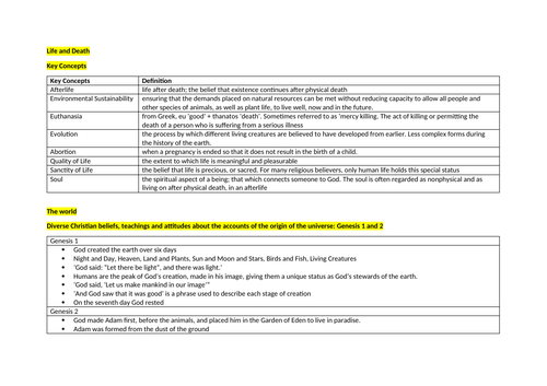 GRADE 9 RS GCSE WJEC EDUQAS Life and Death Notes | Teaching Resources GRADE 9 RS GCSE WJEC EDUQAS Life and Death Notes | Teaching Resources