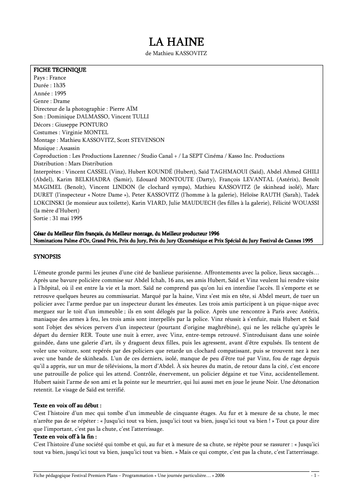 Study Pack La Haine | Teaching Resources