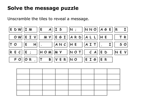 Solve the message puzzle from William Wallace | Teaching Resources