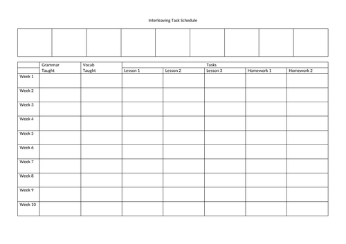 Retrieval task schedule - template | Teaching Resources