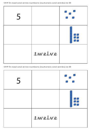 Number words and pictorial representation grid | Teaching Resources