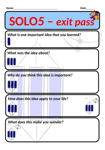 Exit pass - SOLO 5 | Teaching Resources