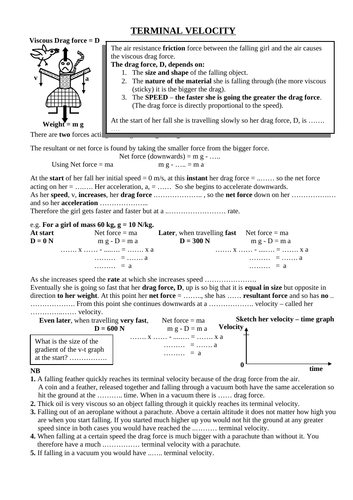 TERMINAL VELOCITY | Teaching Resources