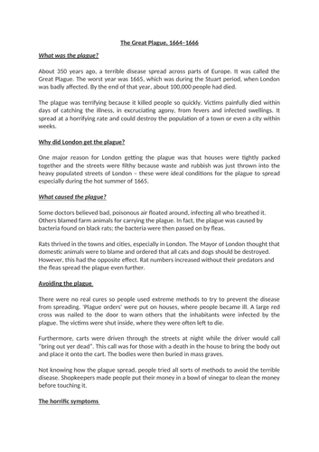 Year 6 Greater Depth writing example - The plague (History) | Teaching ...