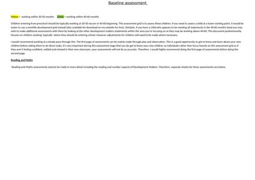 Baseline on entry assessment booklet EYFS | Teaching Resources Baseline on entry assessment booklet EYFS | Teaching Resources