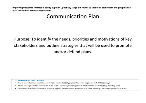 NPQSL 2019 Appendix Communication Plan | Teaching Resources