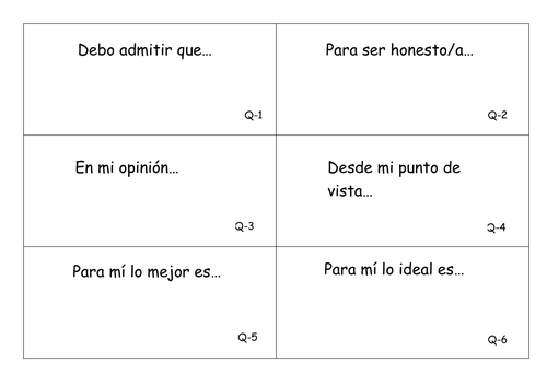 Spanish Sentence Starters