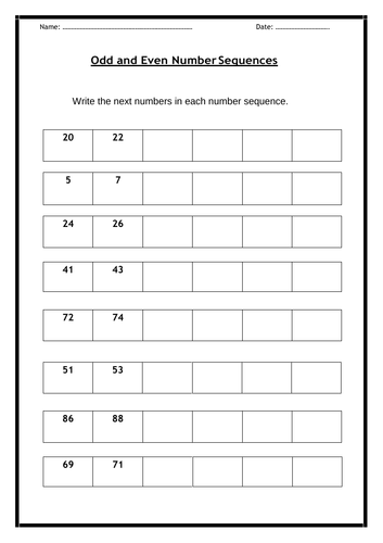 Odd or Even Number Sequences | Teaching Resources Odd or Even Number Sequences | Teaching Resources