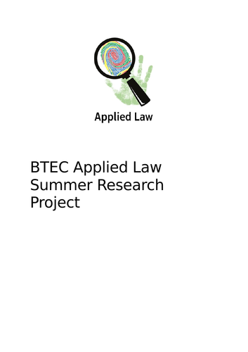 Intro to BTEC Applied Law - Summer Project | Teaching Resources