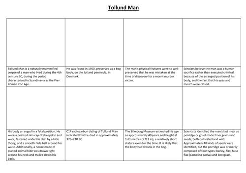 Tollund Man Comic Strip and Storyboard | Teaching Resources