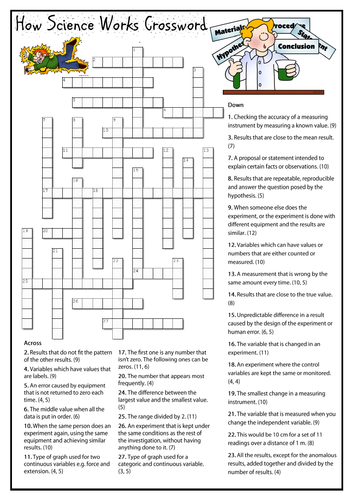 How Science Works Vocabulary Crossword | Teaching Resources