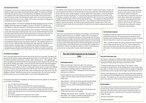 The Role of the Inspector - Inspector Calls | Teaching Resources