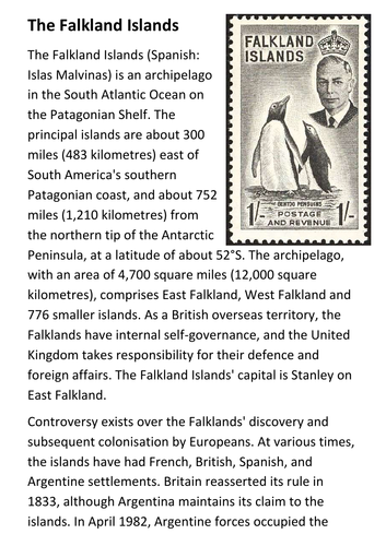 The Falkland Islands Handout | Teaching Resources