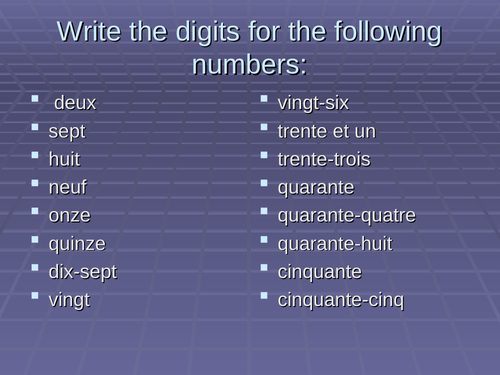 Secondary French resources: maths