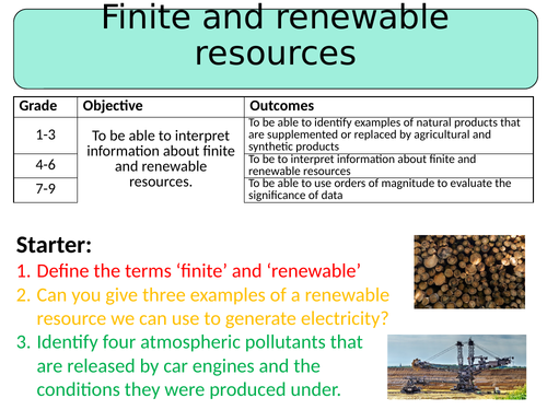 New Aqa Gcse 2016 Chemistry Finite And Renewable Resources Teaching