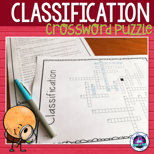 Classification Crossword Puzzle | Teaching Resources