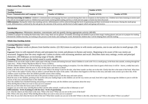 Individual Lesson Plan - Guided Reading Autumn EYFS Reception ...