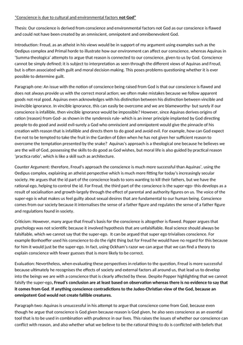 Conscience ETHICS essay and revision resource | Teaching Resources
