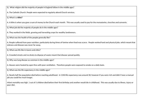 GCSE MEDICINE-Medieval causes of disease | Teaching Resources