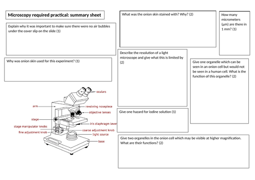 Microscopy practical summary sheet | Teaching Resources