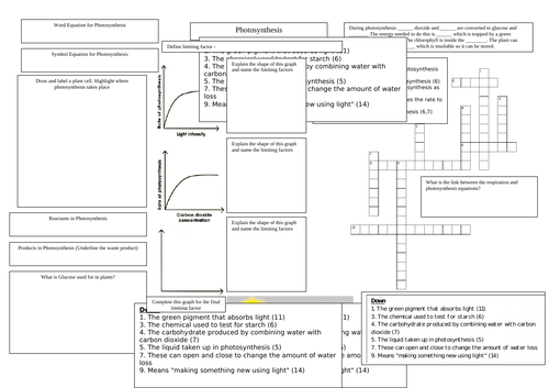 Differentiated Photosynthesis Revision Crib Sheet GCSE Biology ... Differentiated Photosynthesis Revision Crib Sheet GCSE Biology ...
