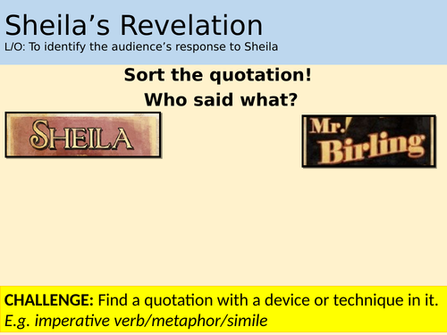 Sheila in 'An Inspector Calls' | Teaching Resources